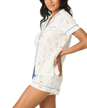 PJ Salvage Whimsy Short Sleeve Pajama Set - Ivory