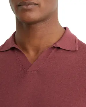 REISS Duchie Short Sleeve Open Collar Merino Polo Shirt - Raspberry