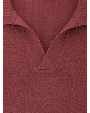 REISS Duchie Short Sleeve Open Collar Merino Polo Shirt - Raspberry
