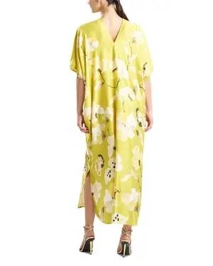 Natori Aurelia Printed Charmeuse Waterfall Caftan