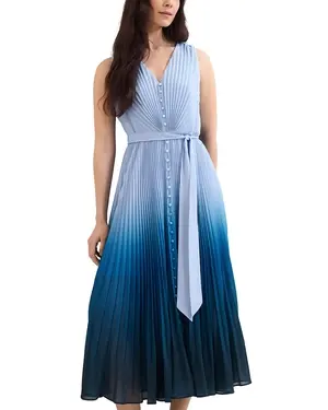 PHASE EIGHT Sleeveless Ombre Pleated Midi Dress