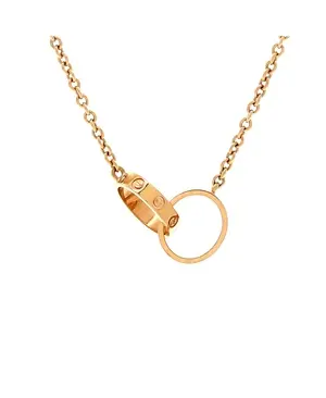 CARTIER Love Interlocking 18k Rose Gold Necklace - Pink