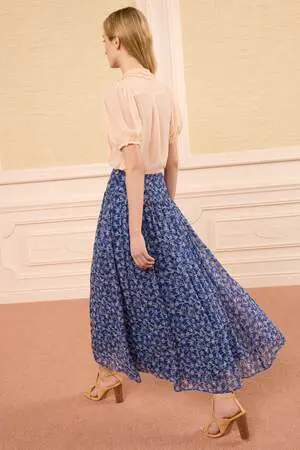 Ulla Johnson Printed Silk Reina Midi Skirt - Dusk