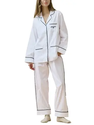 KIP Grandma Cotton Pajama Set - Monochrome