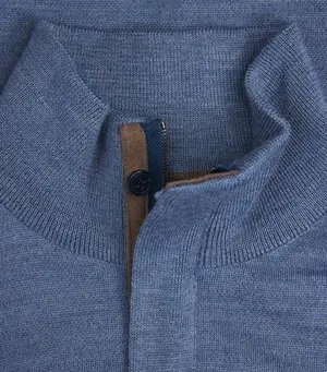 Paul & Shark Virgin Wool Quarter-zip Sweater - Navy