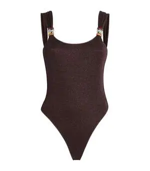 Oseree Metallic Lumière One-piece Swimsuit - Brown