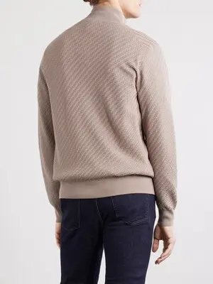 Brioni Cotton, Silk And Cashmere-blend Zip-up Sweater