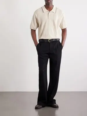 BEAMS Jacquard-knit Polo Shirt