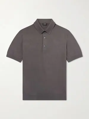 Zegna Slim-fit Cotton Polo Shirt - Brown