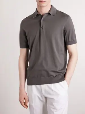 Zegna Slim-fit Cotton Polo Shirt - Brown