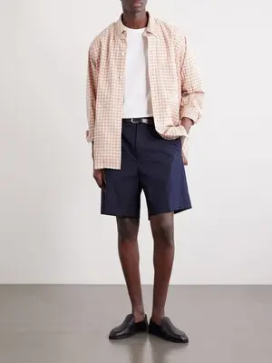 BEAMS Button-down Seersucker Checked Cotton And Linen-blend Shirt