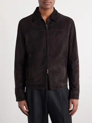Thom Sweeney Suede Bomber Jacket