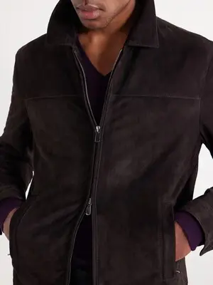 Thom Sweeney Suede Bomber Jacket