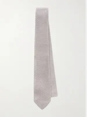 Mr P. 7cm Knitted Silk Tie - Neutrals