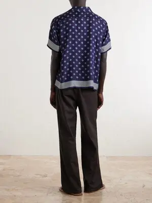 BODE Camp-collar Printed Silk-voile Shirt - Blue