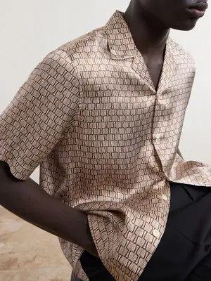 Frescobol Carioca Roberto Camp-collar Printed Silk-voile Shirt