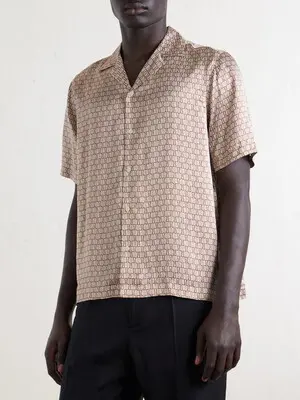 Frescobol Carioca Roberto Camp-collar Printed Silk-voile Shirt