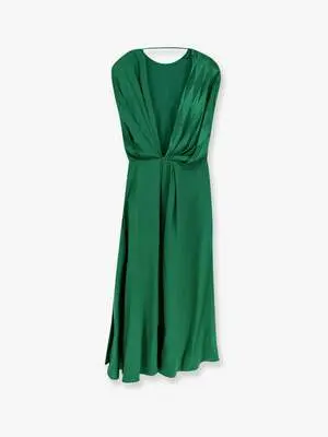 Versace Cocktail Viscose And Silk Dress - Green