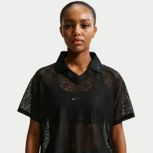 Nike Sportswear Loose Lace Polo Jersey Top - Black