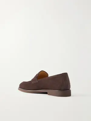 Brunello Cucinelli Suede Penny Loafers - Brown