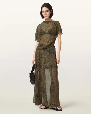 ALLSAINTS Sali Mesh Maxi Skirt - Black