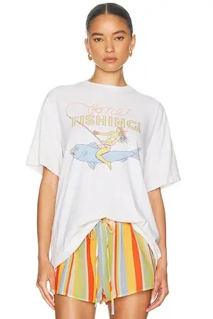 RE/DONE Boyfriend Tee Fishing Graphic Print T-shirt
