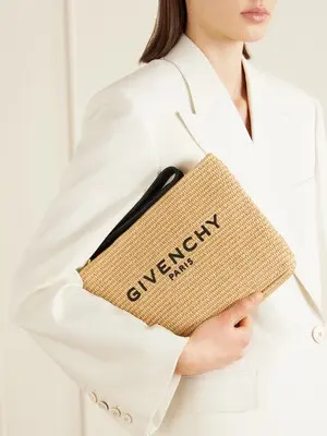 Givenchy Logo Raffia Pouch - Neutrals