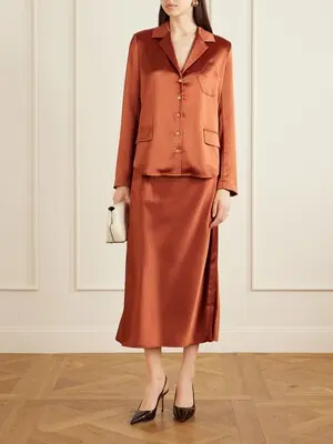 VIOLANTE NESSI Goya Satin Midi Skirt