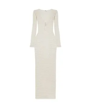 SARA CRISTINA Marina Pearl-embellished Crocheted Cotton Coverup - Neutrals