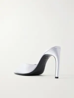 Victoria Beckham Harlow Satin Mules - Silver