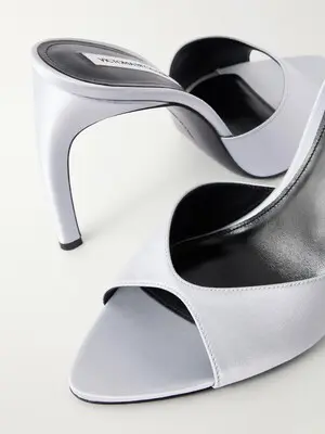 Victoria Beckham Harlow Satin Mules - Silver