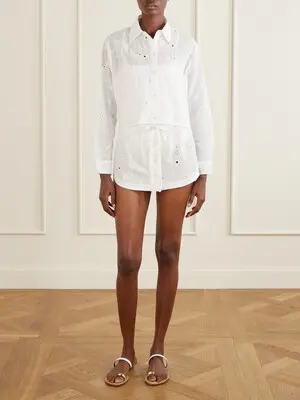 Kiki De Montparnasse Simone Broderie Anglaise Cotton Mini Skirt - Neutrals