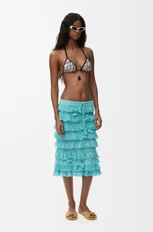 Loewe Anagram Print Bikini Top - Beige/black