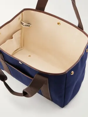 Rue De Verneuil Traversée Medium Leather And Webbing Tote - Blue