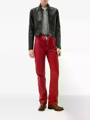 Versace Zipped Plongé Leather Blouson Jacket With Embossed Panels