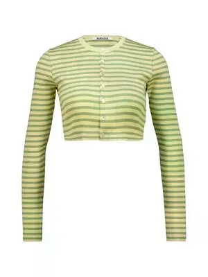 Auralee Striped Ribbed Cardigan