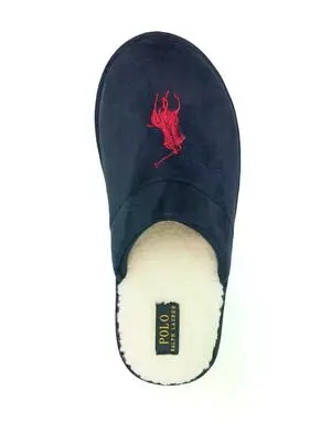Polo Ralph Lauren Embroidered Logo Slippers - Blue