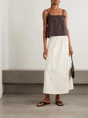DEIJI STUDIOS Tri Frayed Organic Cotton Camisole - Brown