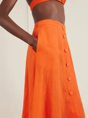 ERES Amusante Linen Midi Skirt - Orange