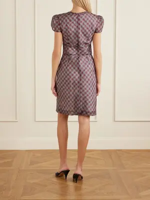 SHUSHU/TONG Gingham Lace-trimmed Linen Mini Dress