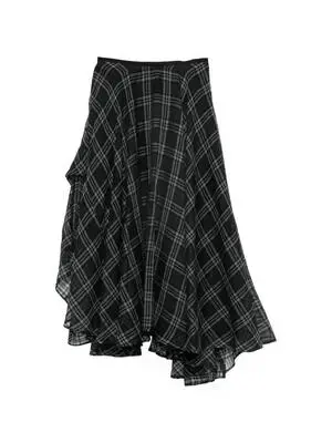 MARC LE BIHAN Check-pattern Asymmetric Skirt