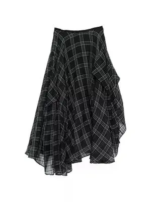MARC LE BIHAN Check-pattern Asymmetric Skirt