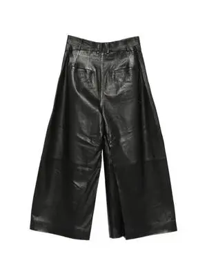 Isabel Benenato Leather Drawstring Wide-leg Trousers