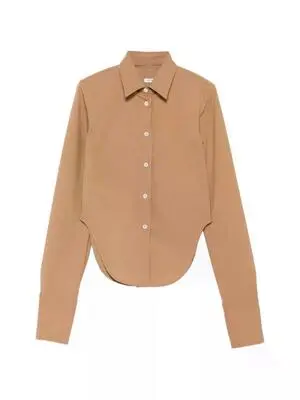 COVERT Long-sleeve Shirt With Curved Hem - Brown
