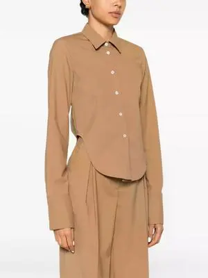 COVERT Long-sleeve Shirt With Curved Hem - Brown