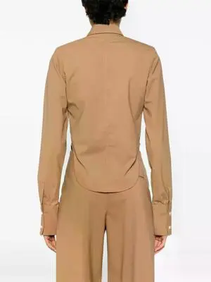 COVERT Long-sleeve Shirt With Curved Hem - Brown