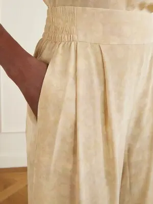 CORTANA Ada Printed Silk-satin Wide-leg Pants