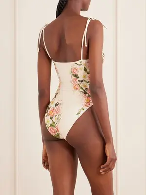 Agua Bendita Ruched Floral Print One-piece Swimsuit - Pink