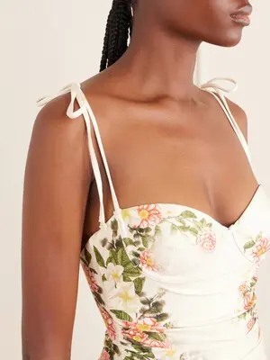 Agua Bendita Ruched Floral Print One-piece Swimsuit - Pink