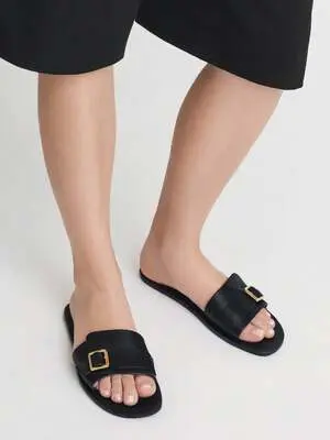 ATP ATELIER Velturno Leather Flat Sandals - Black